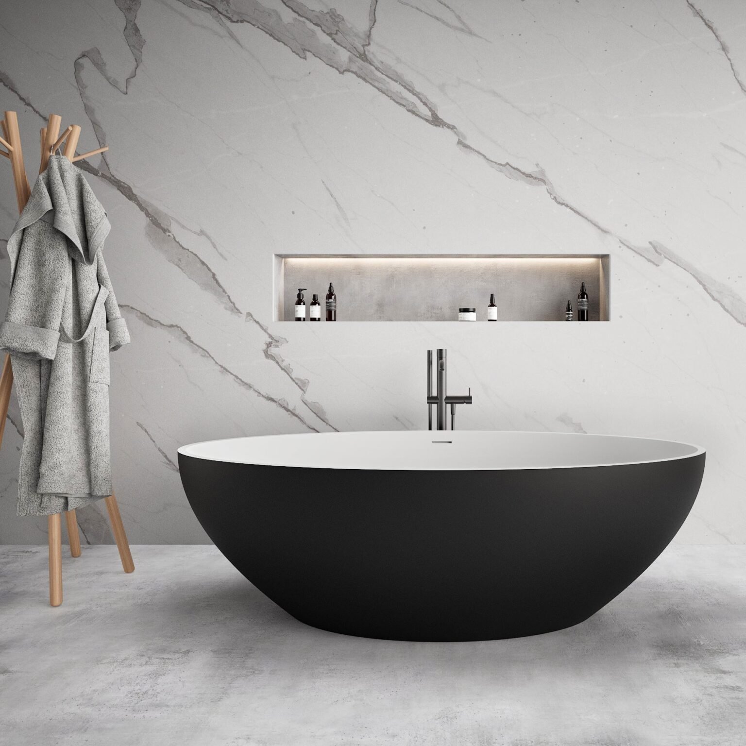 BLACK ELLIPSE FREESTANDING BATHTUBPS IDV 290032-BL-WH - PSCBATH